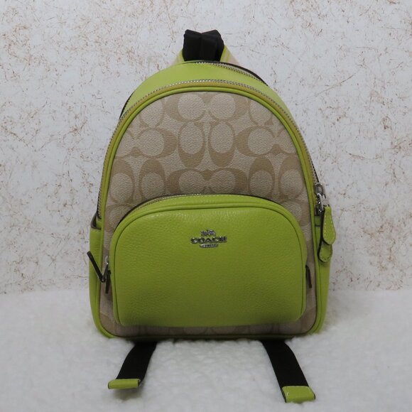 Coach | Bags | Coach Signature Leather Mix Mini Court Backpack Light ...